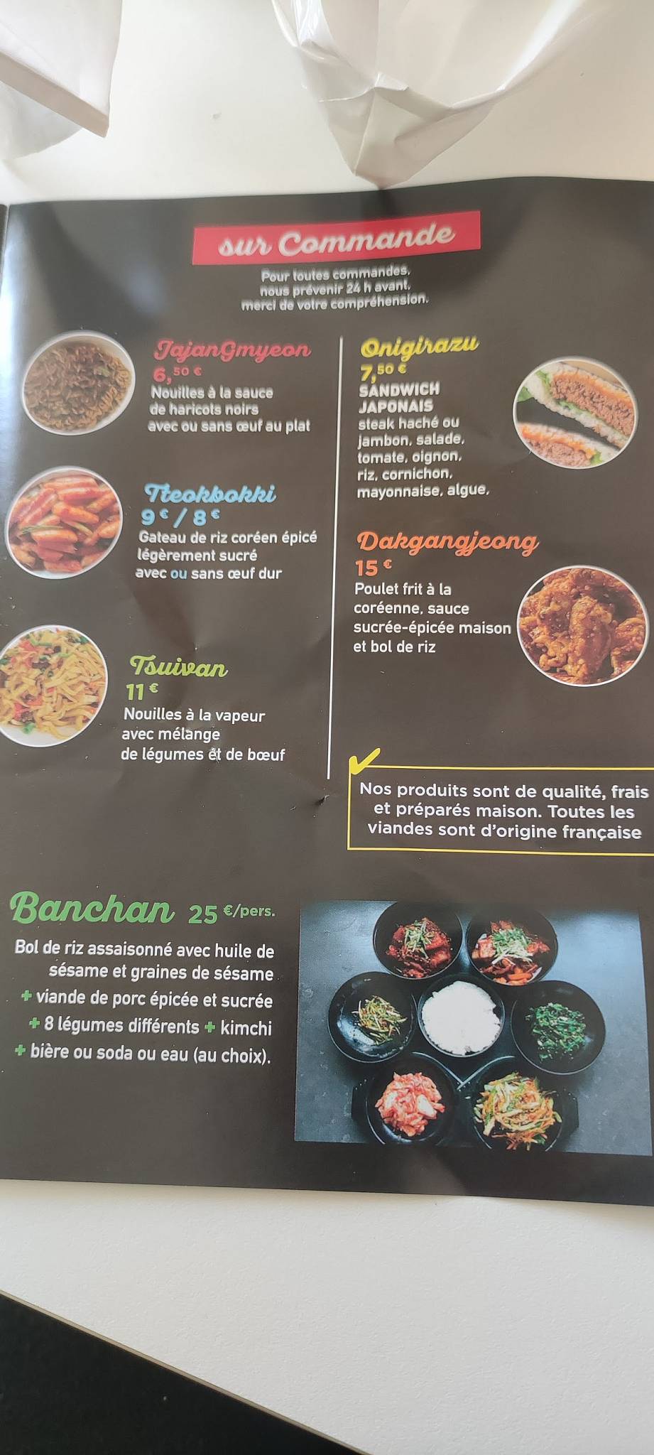 Menu au Moko Food restaurant, Saint-Brieuc
