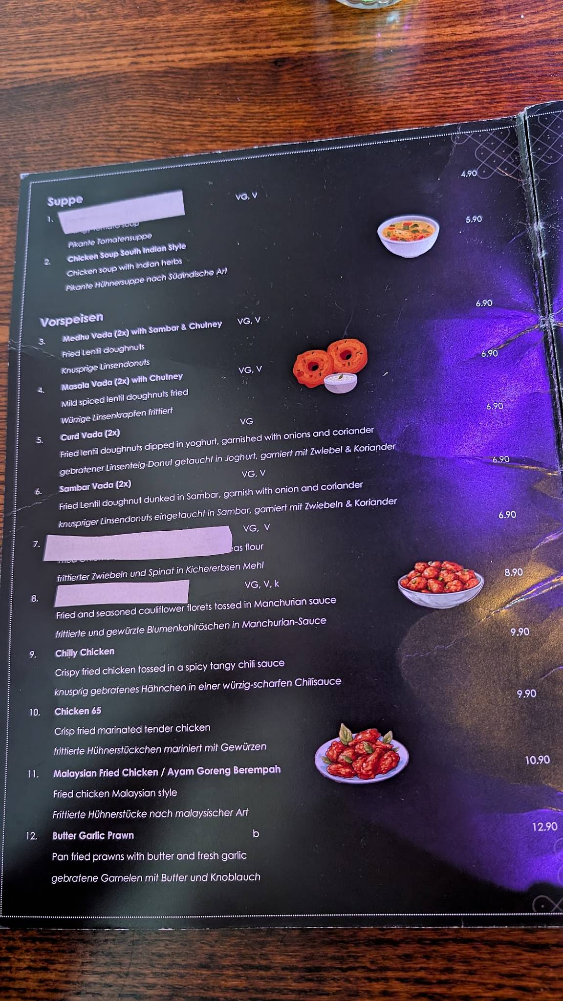 Speisekarte von Molaga Süd Indisches Restaurant, Hamburg