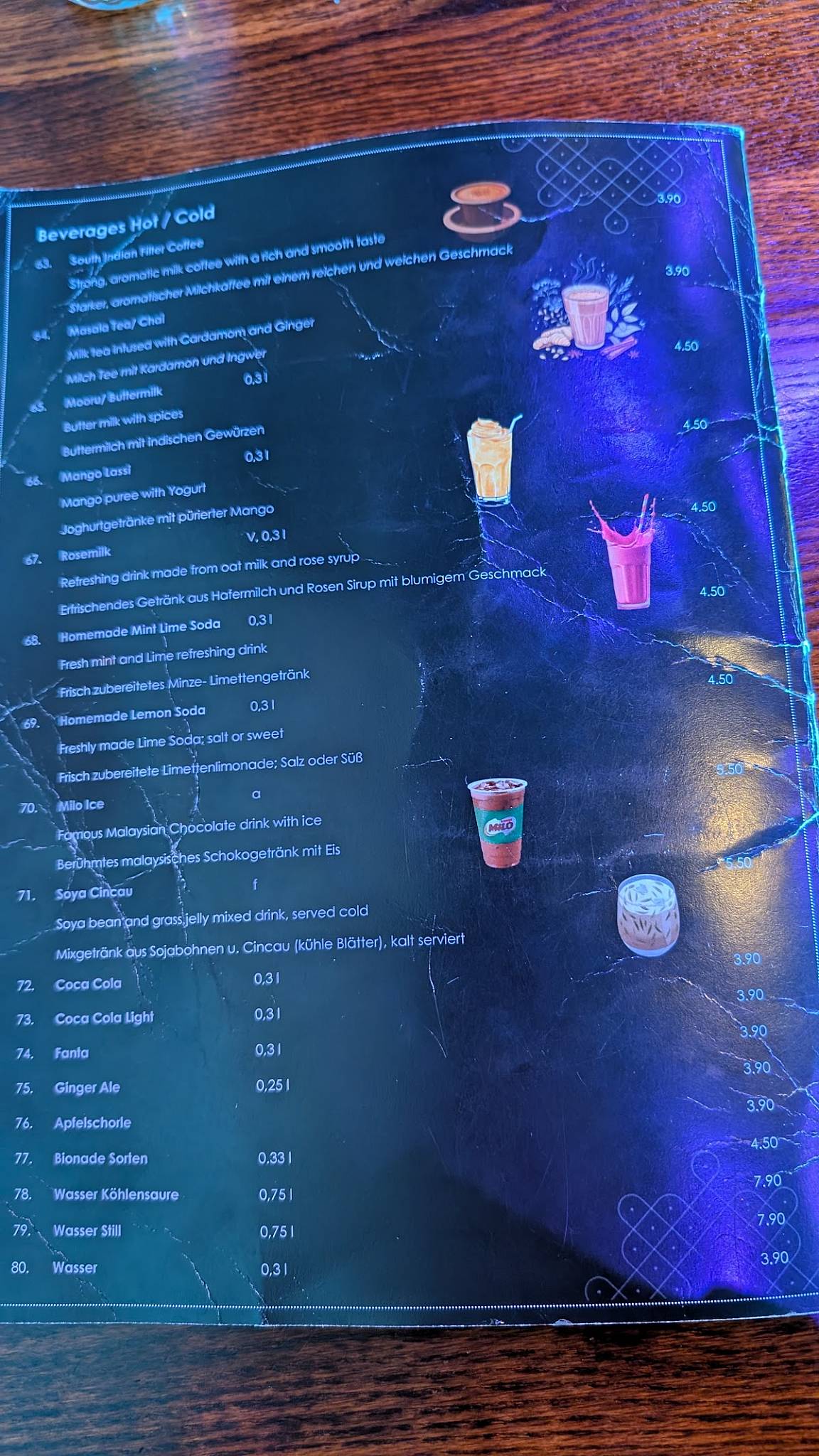 Speisekarte von Molaga Süd Indisches Restaurant, Hamburg