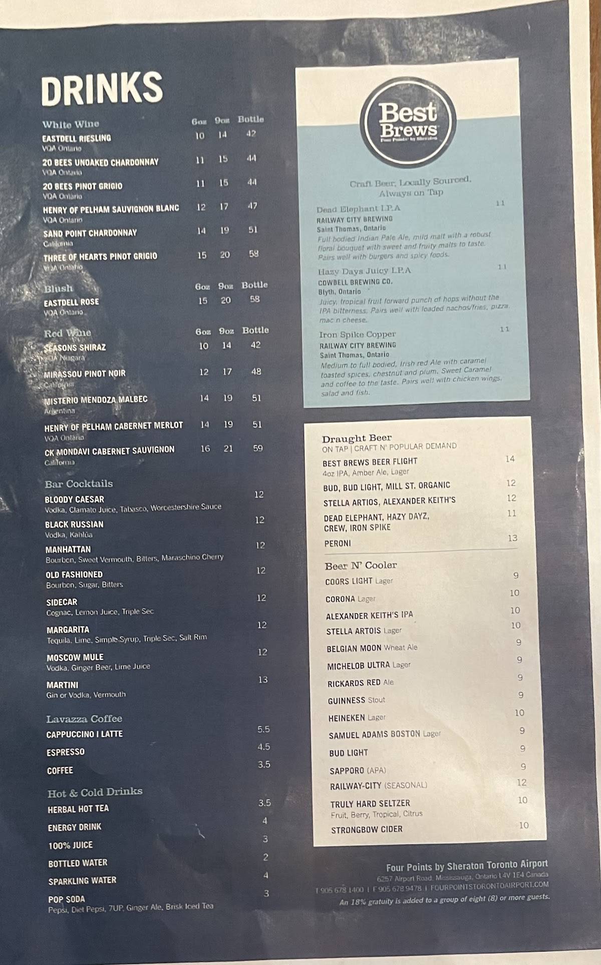 Menu at Moments Restaurant & Lounge, Mississauga
