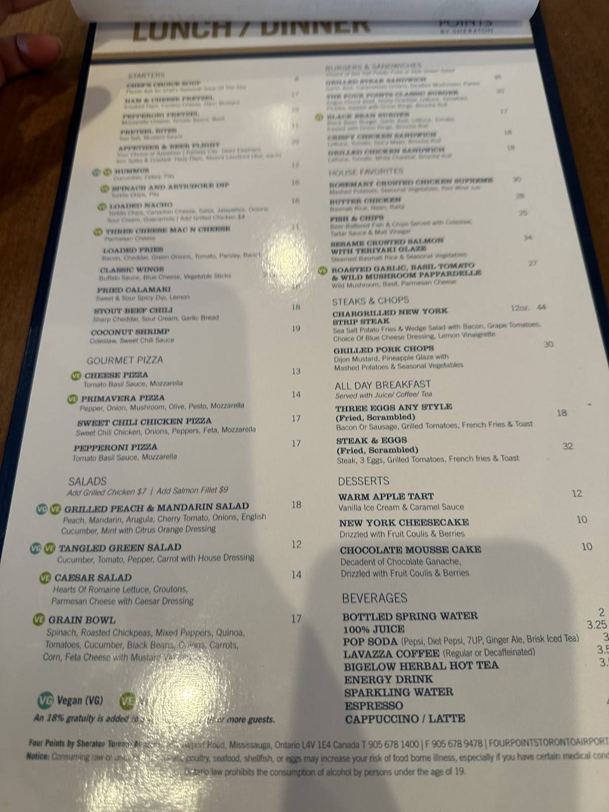 Menu at Moments Restaurant & Lounge, Mississauga