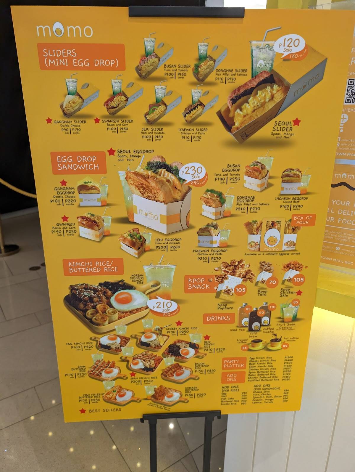Menu at Momo Egg Drop, Taguig