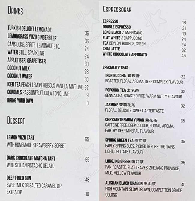 Menu at Momo Roku, Sandton