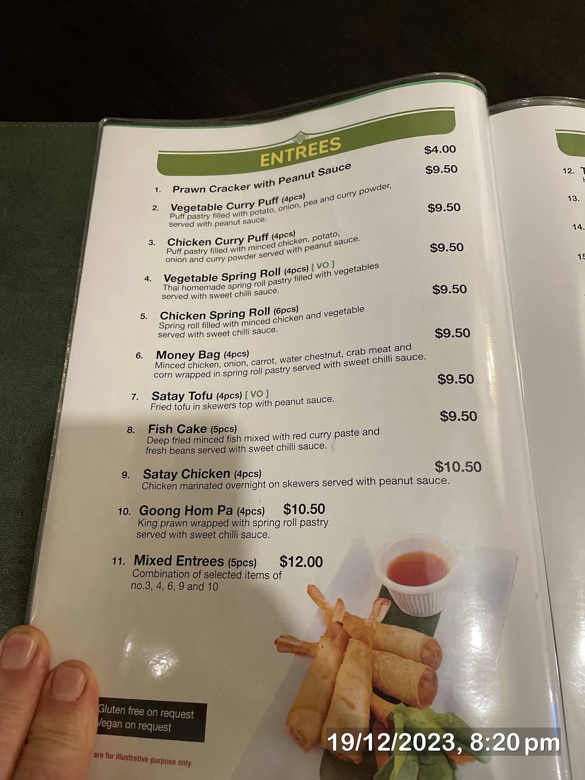 Menu at Emerald Thai Restaurant, Emerald