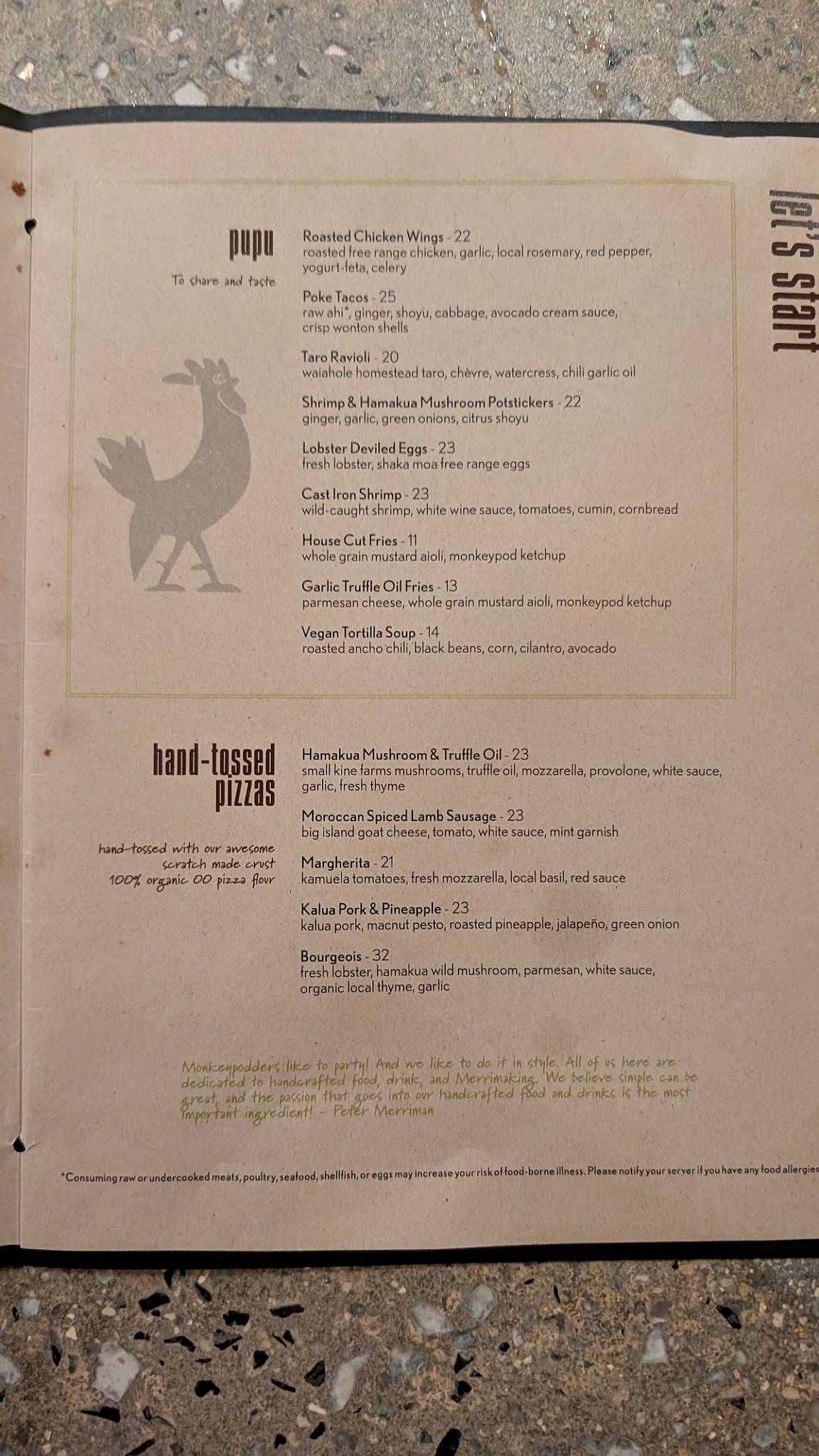 Menu at Monkeypod Kitchen - Waikiki pub & bar, Honolulu