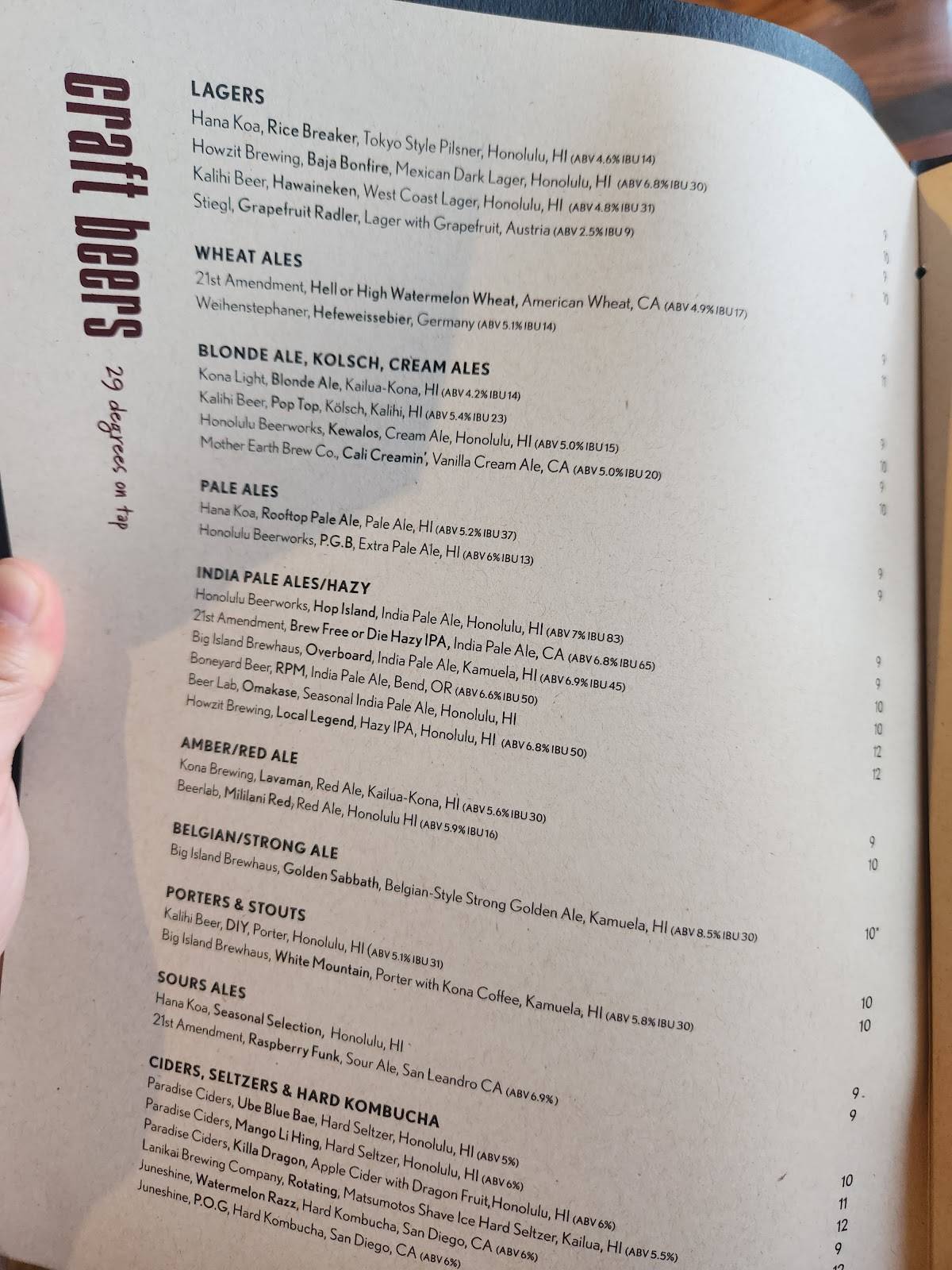 Menu at Monkeypod Kitchen - Waikiki pub & bar, Honolulu