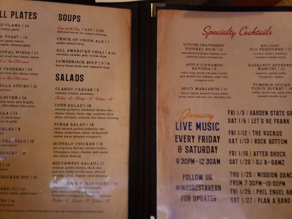 Menu at Moore's Tavern & Sports Bar, Freehold