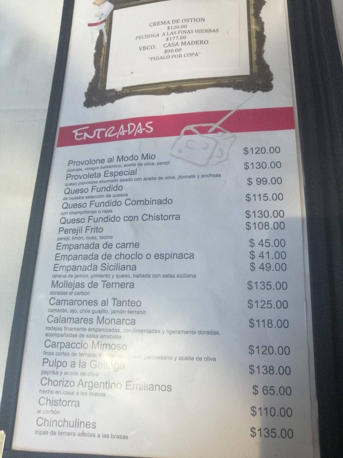 Carta de RESTAURANTE EMILIANOS, Morelia, Artilleros de 1847 1643