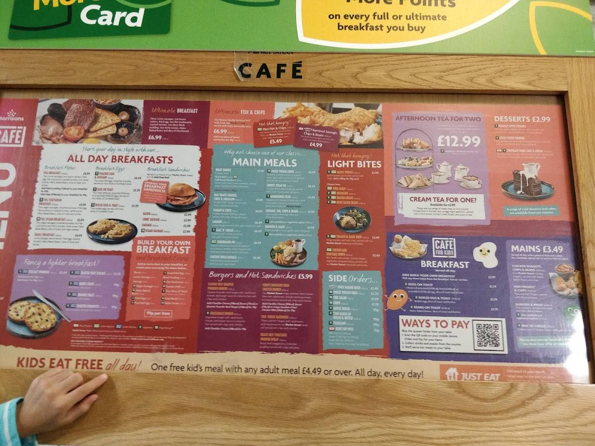 Menu at Morrisons Cafe, Edinburgh, 52 Gyle Ave