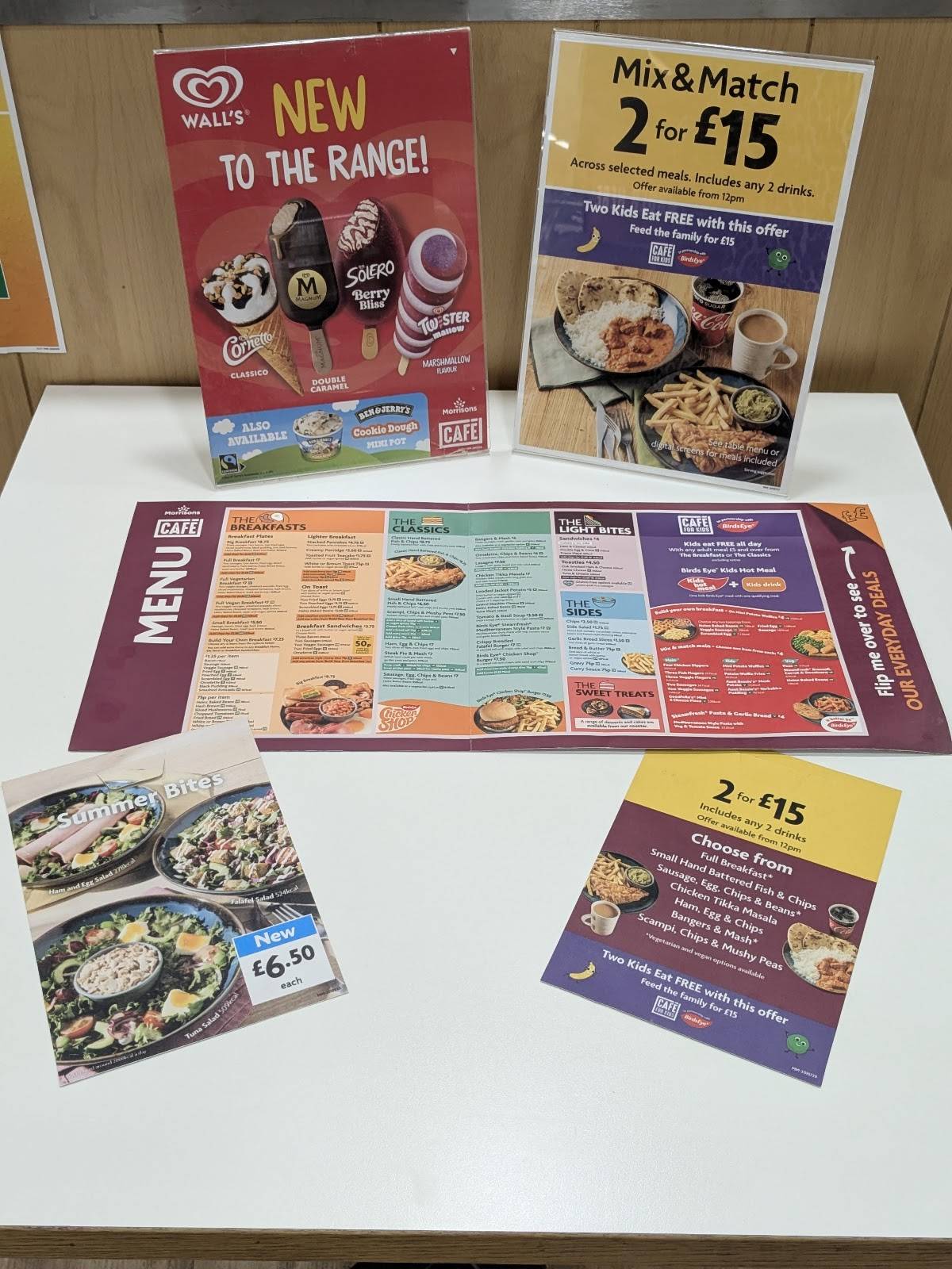 Menu at Morrisons Cafe, Port Talbot