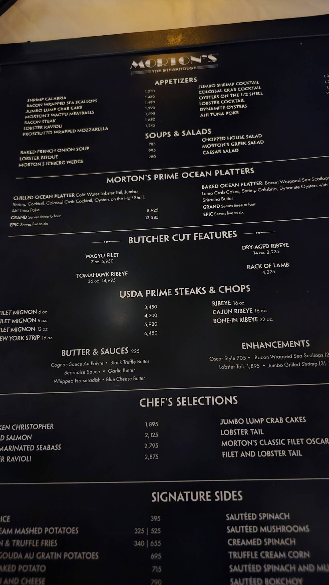 Menu at Morton's The Steakhouse, Taguig
