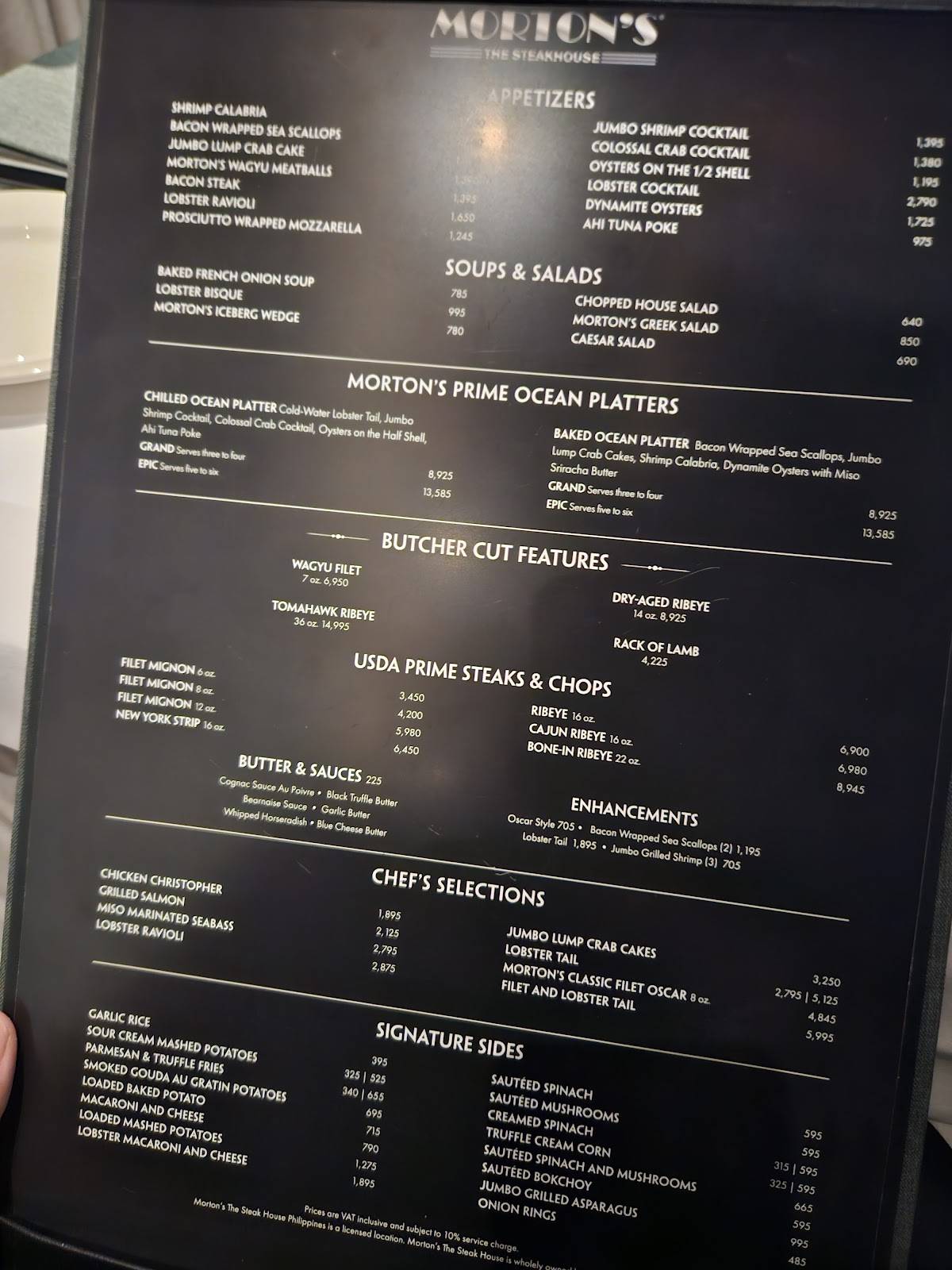 Menu at Morton's The Steakhouse, Taguig
