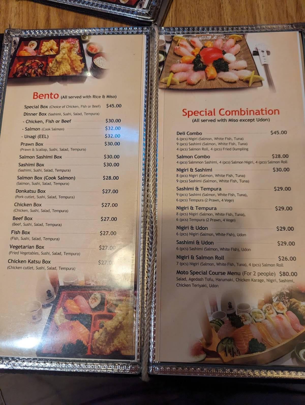 Sushi moto menu store