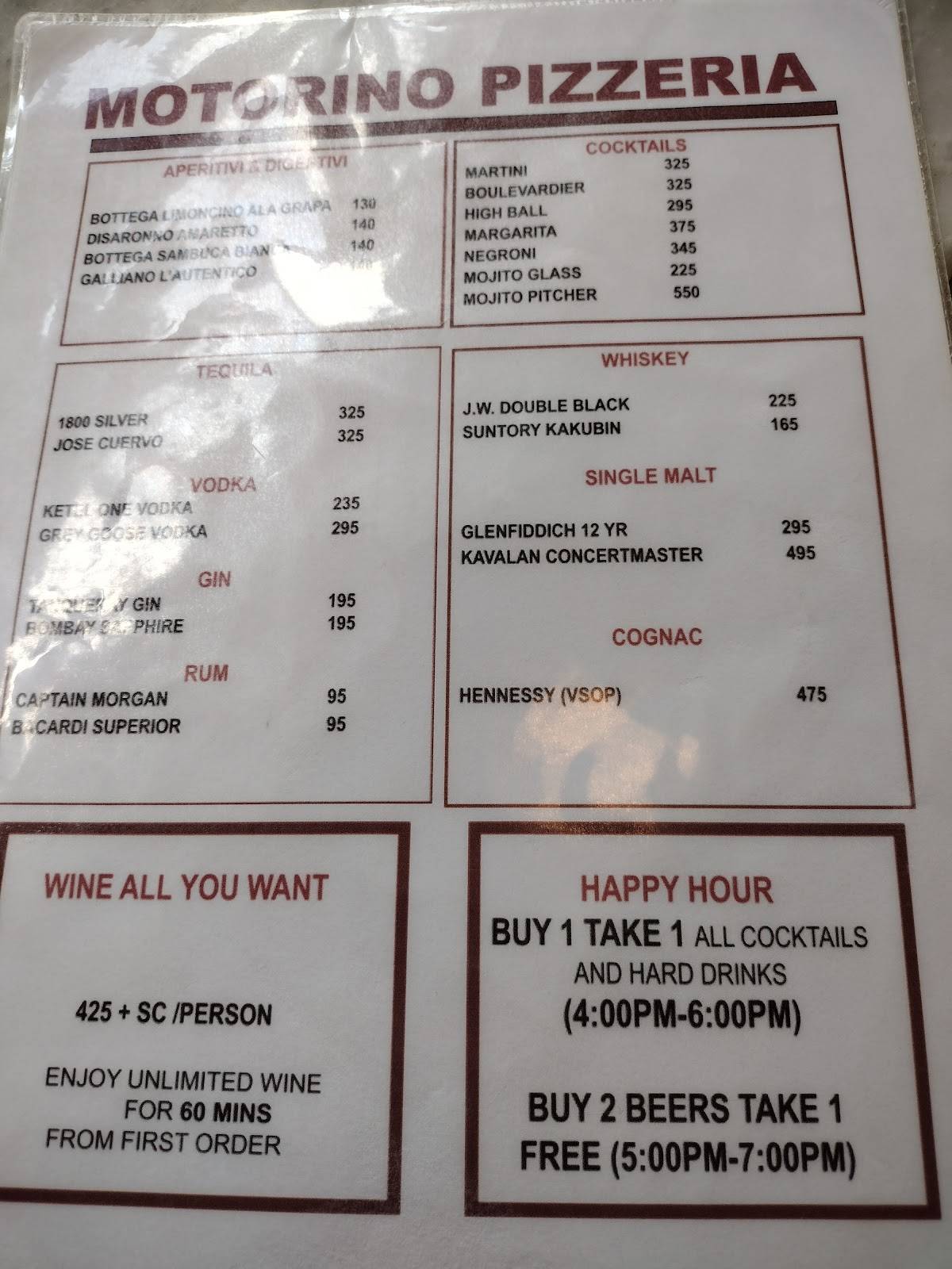Menu at Motorino Pizza - Greenbelt pizzeria, Makati