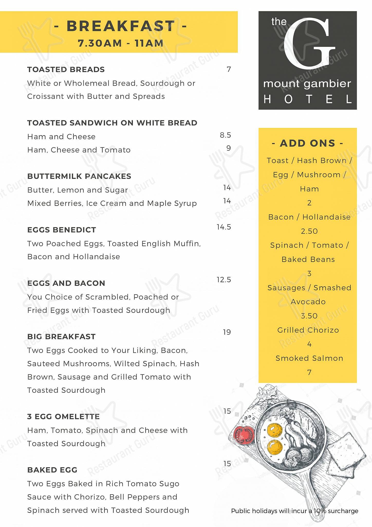 Menu at Mount Gambier Hotel pub & bar, Mount Gambier