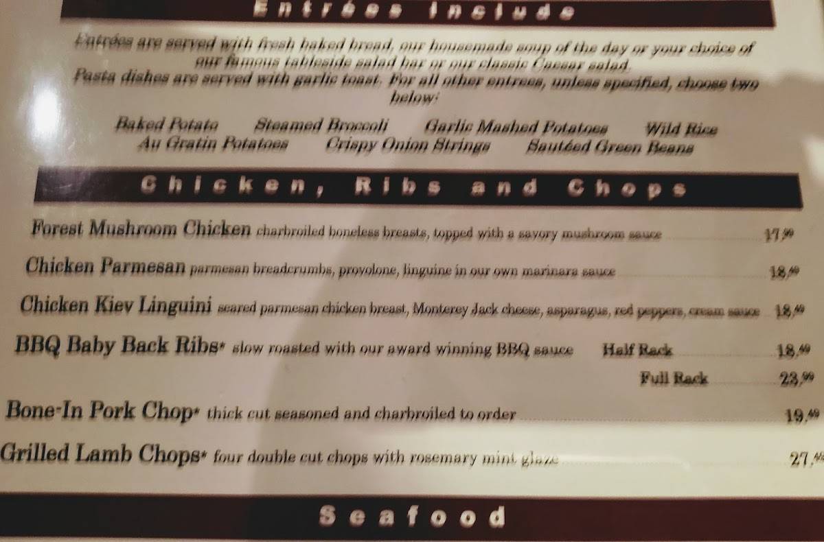 Menu at Mountain Jacks Steakhouse, Lafayette