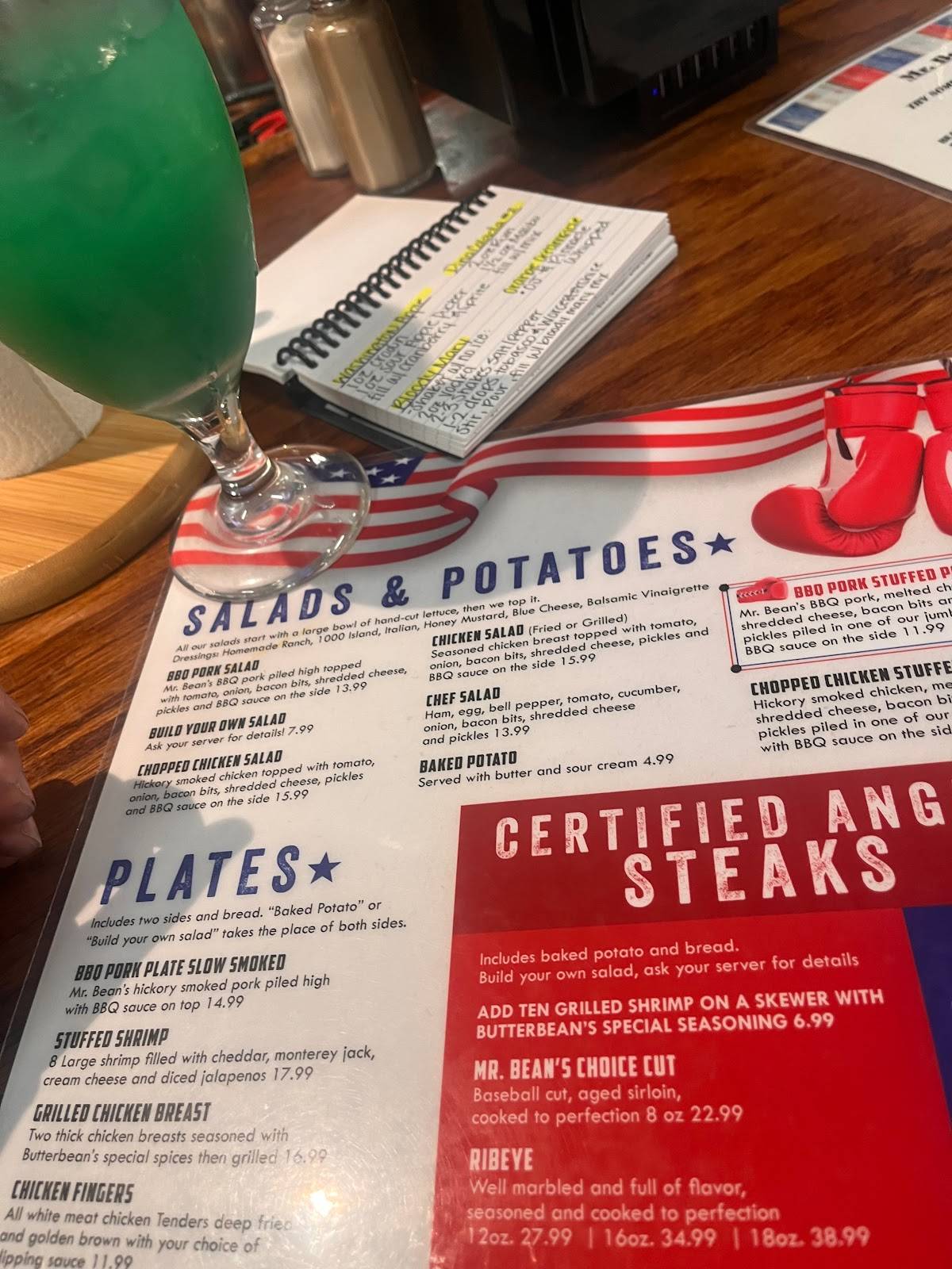Menu at Mr. Bean's BBQ, Jasper, Hwy 78 E