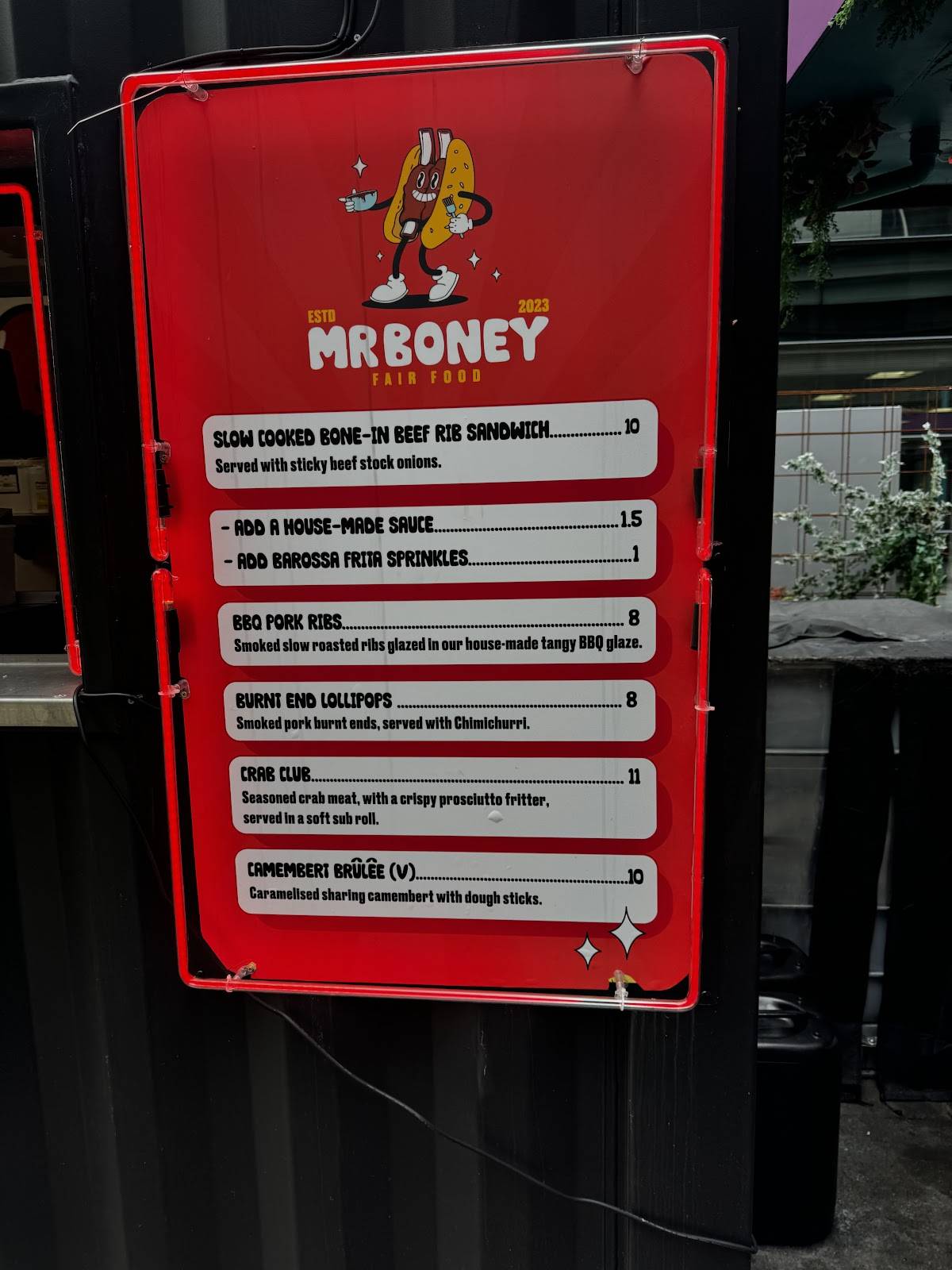 Menu at Mr Boney BBQ, Edinburgh
