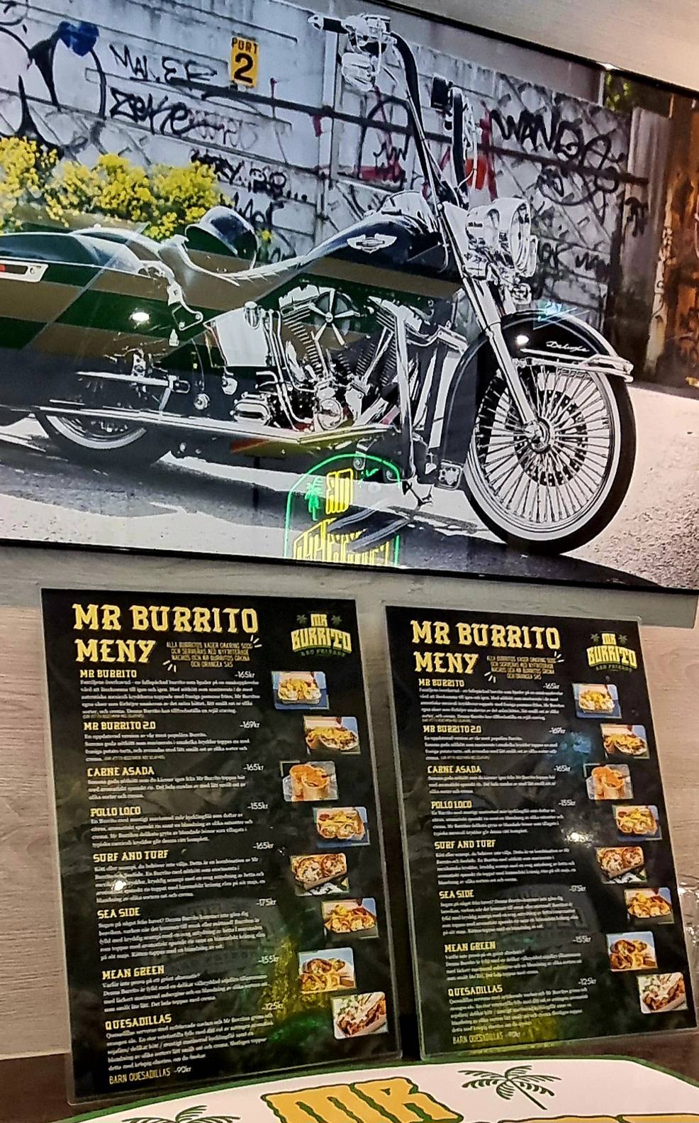 Menu at Mr Burrito and friends restaurant, Stockholm