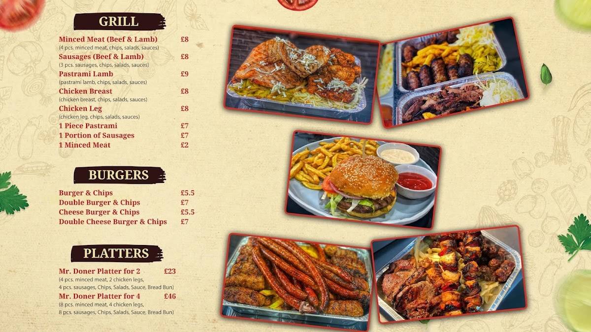 Menu at Mr Doner Romanian restaurant, Birmingham