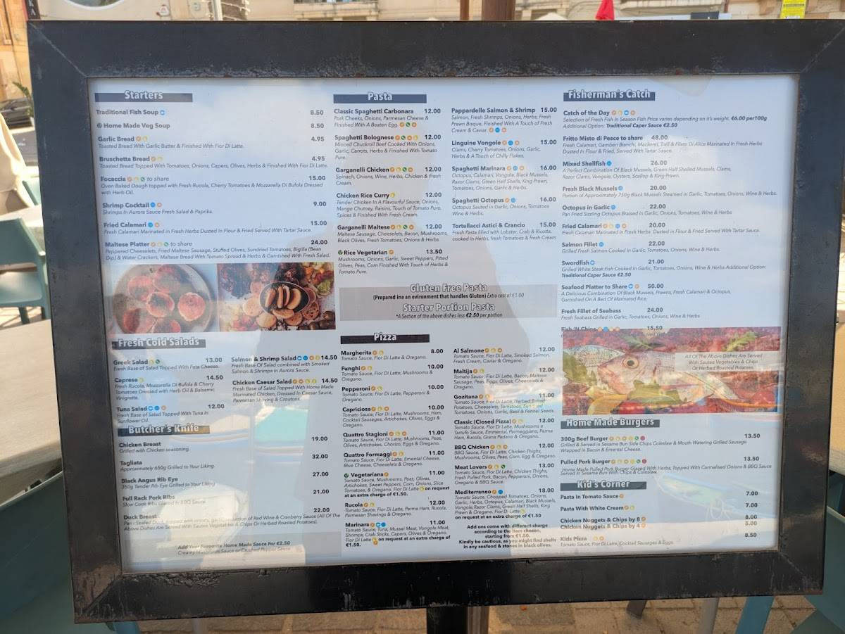Menu at Mr. Fitz restaurant, Marsaxlokk
