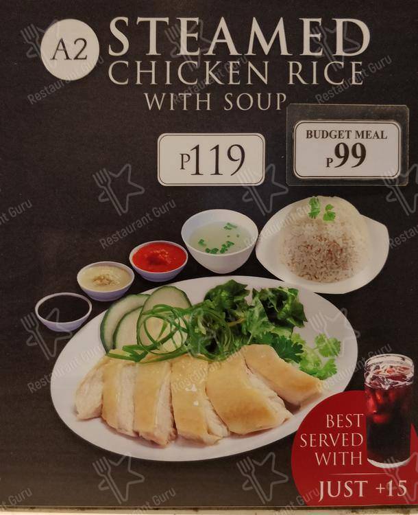 Carta del restaurante Mr. Koh Singapore Chicken Rice, Ciudad Quezon