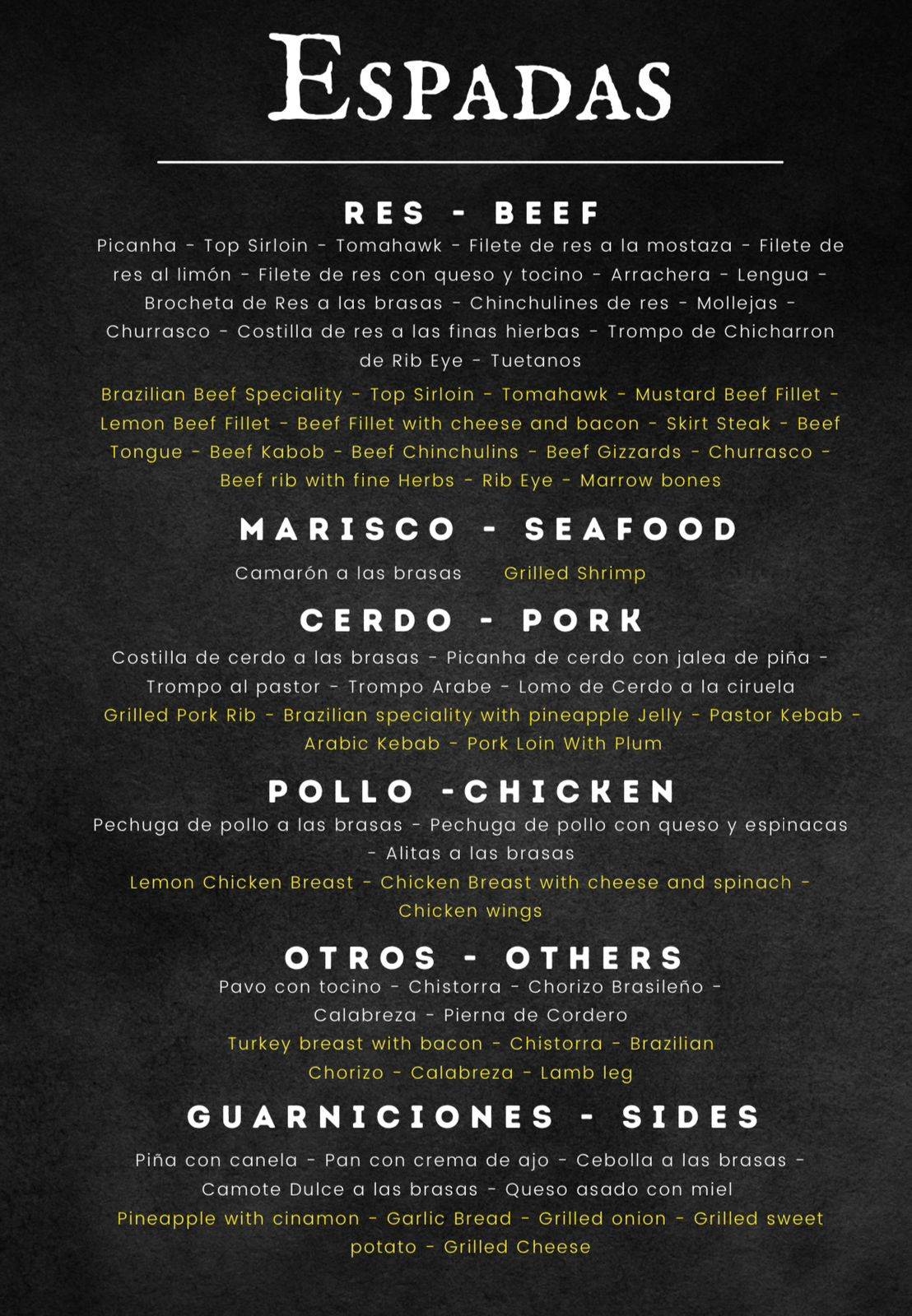 Menu at Mr Pampas Torreón pub & bar, Torreón