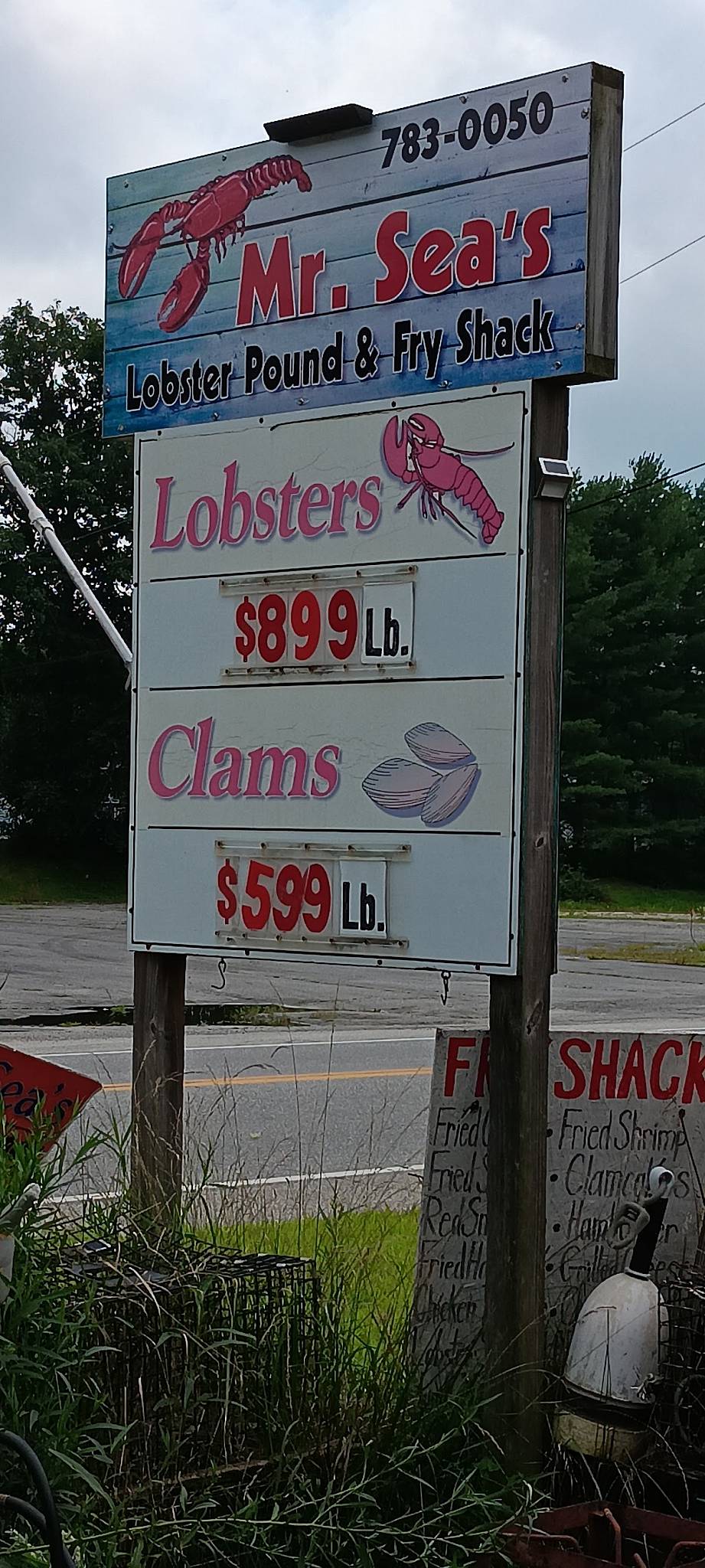 Menu at Mr Sea's Lobster Pound restaurant, Lewiston