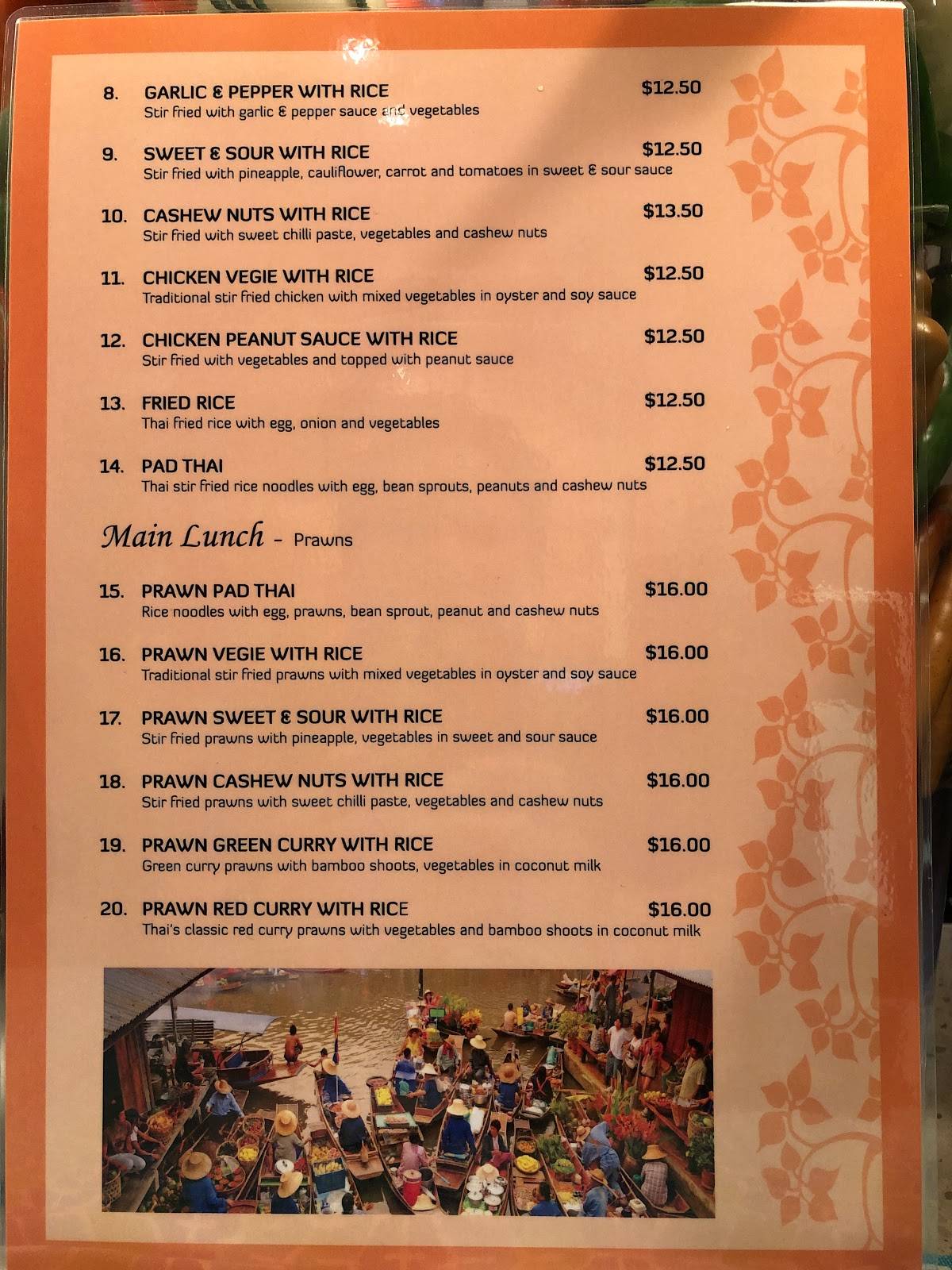 Menu at Muang Thai Pukekohe Restaurant, Pukekohe