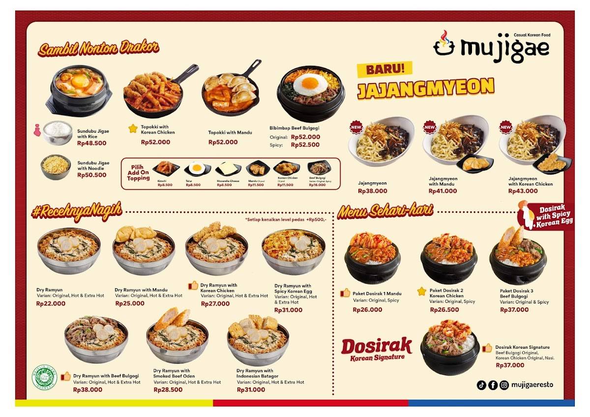 Menu at Mujigae Korean Delivery Rawamangun restaurant, East Jakarta