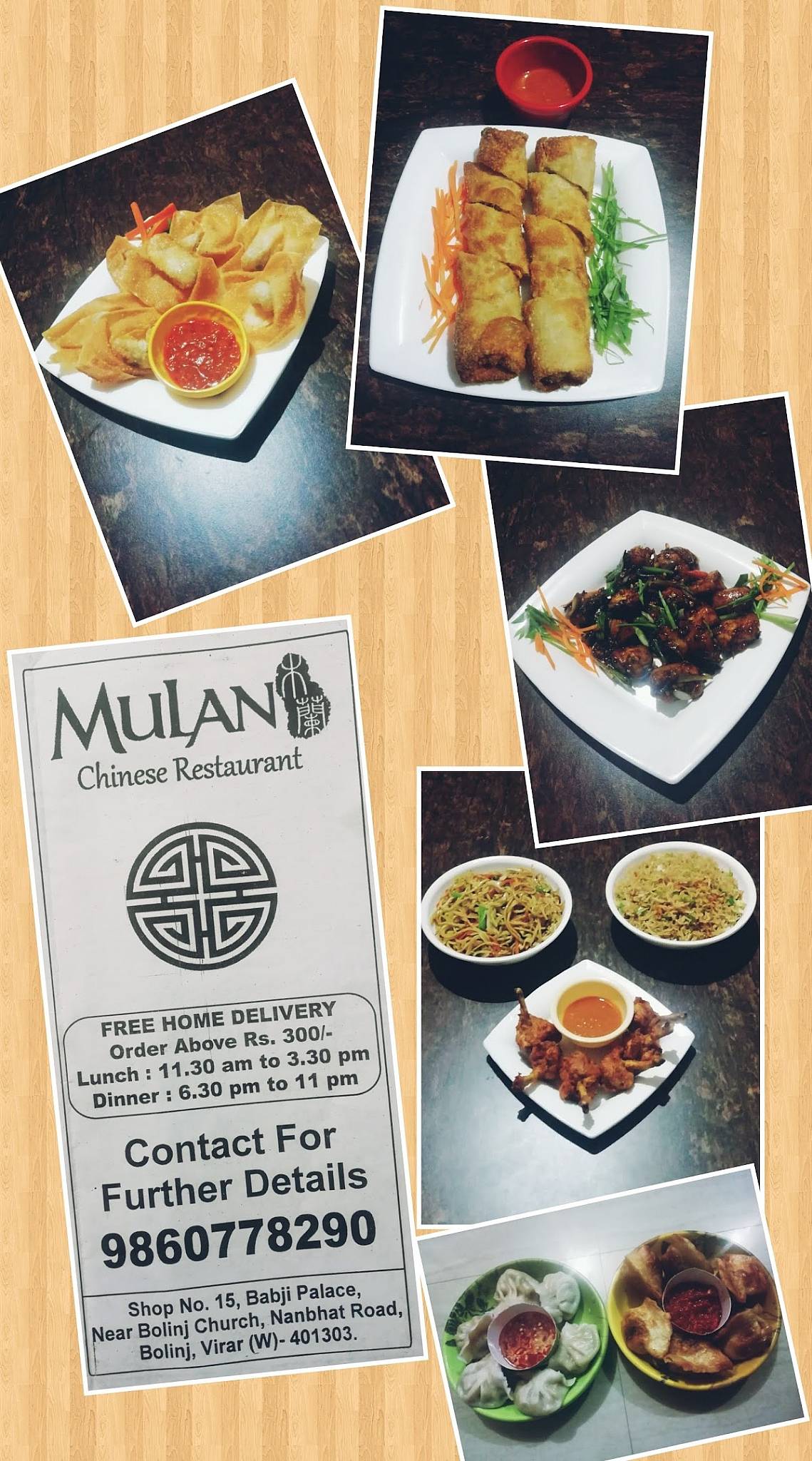 Menu at Mulan Chinese Restaurant, Virar