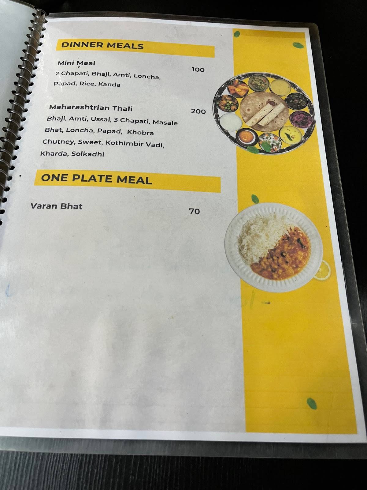 Menu at Muraamba-The Marathi kitchen, Bengaluru