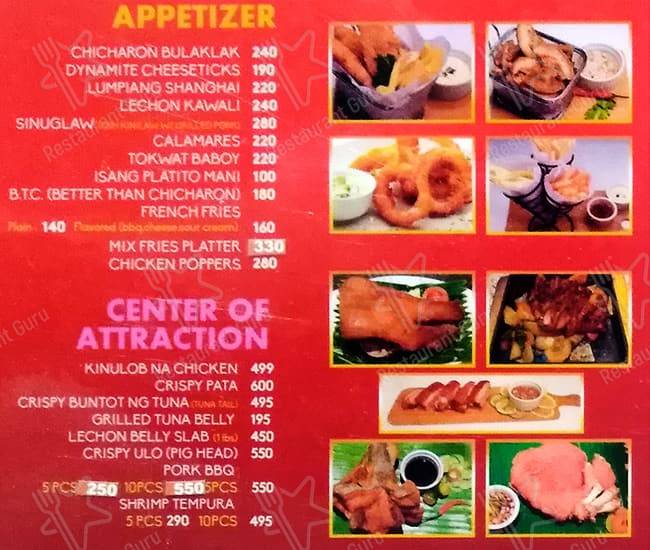 Menu at Music 21 Plaza pub & bar, Pasig
