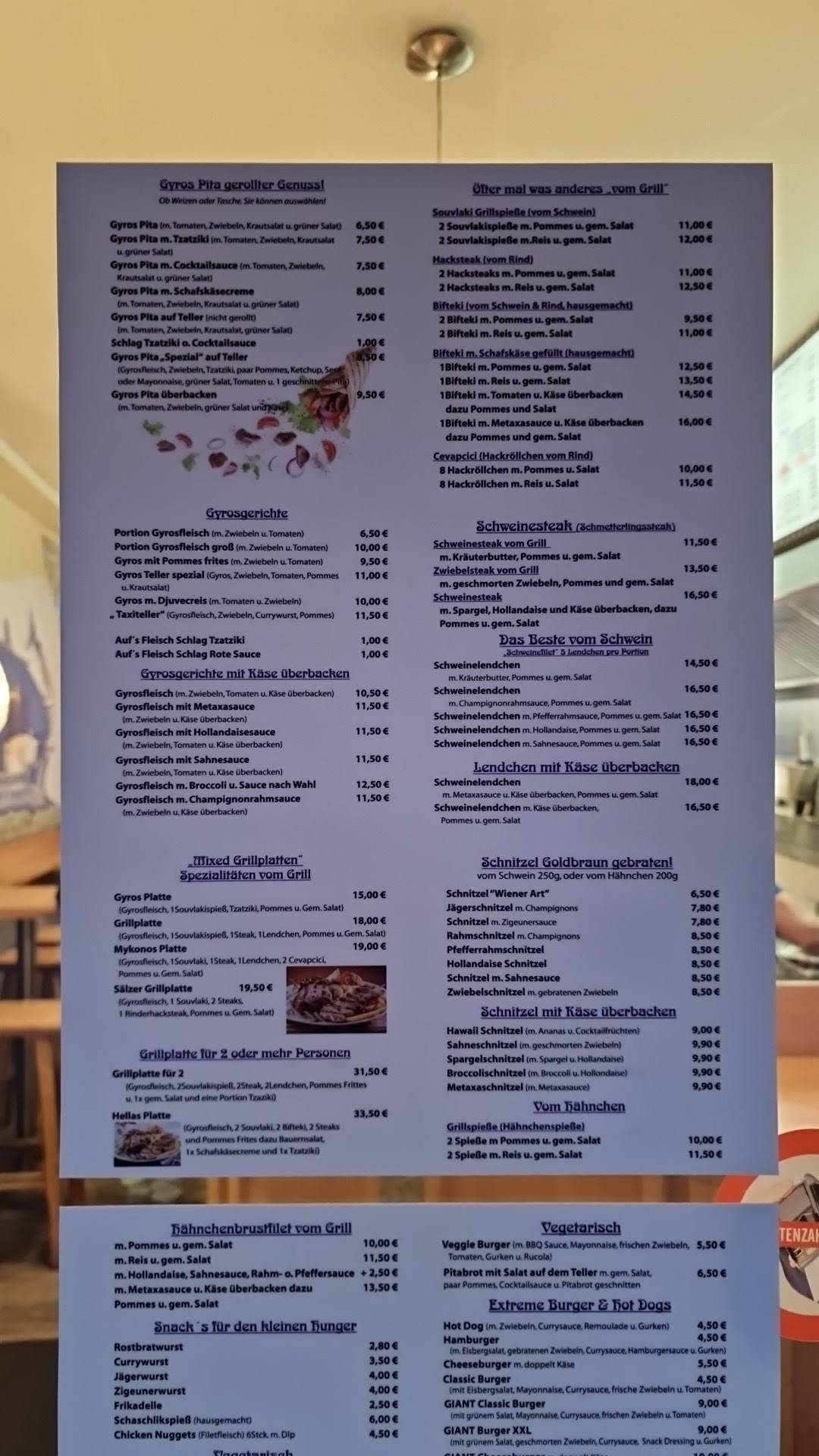 Speisekarte von Mykonos Grill fast Food, Bad Sassendorf
