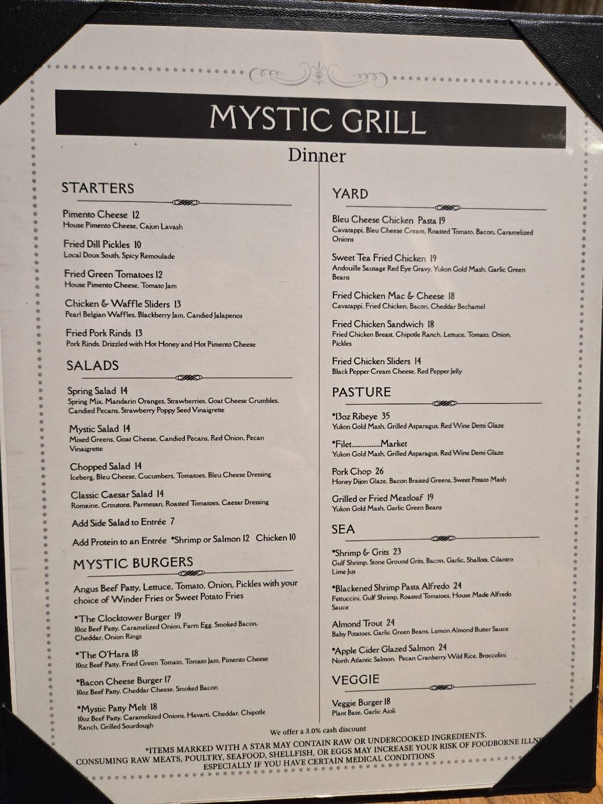 Menu at Mystic Grill pub & bar, Covington