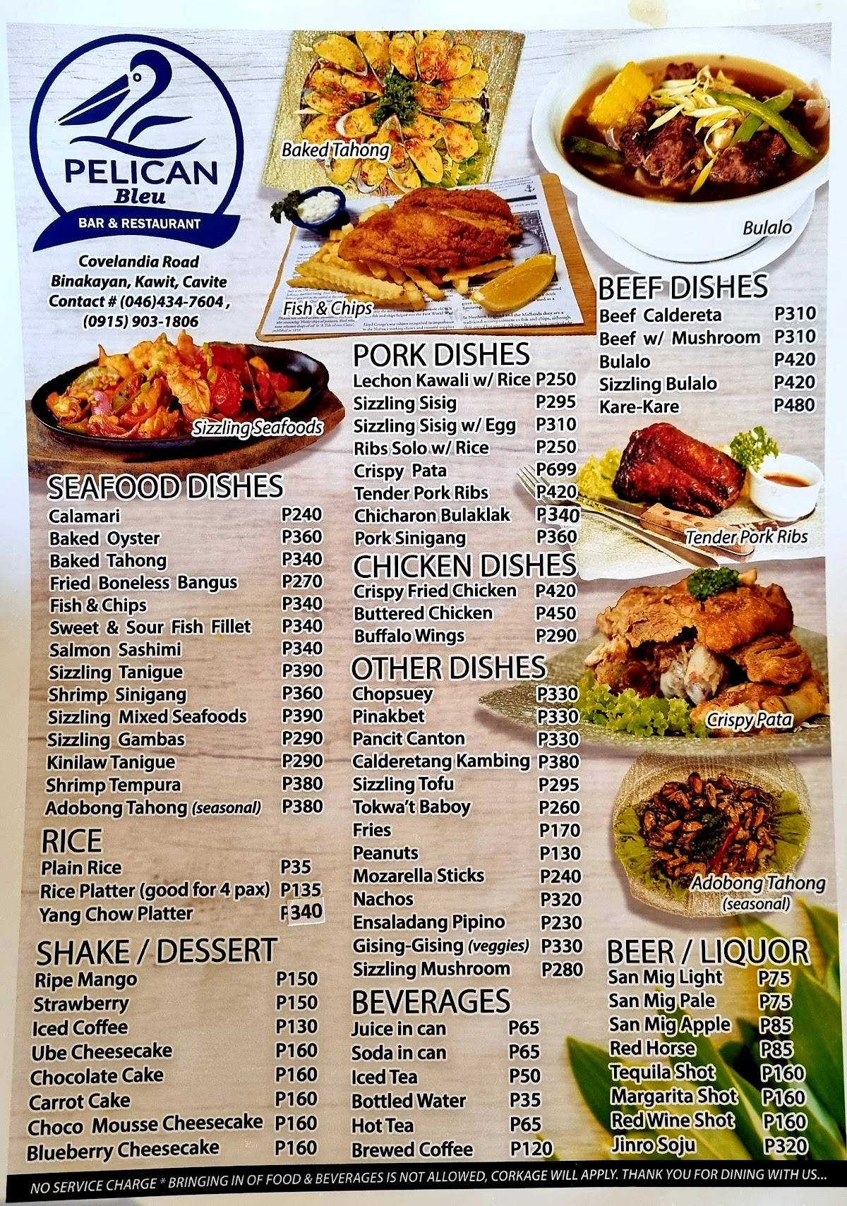 Menu at (NEW) Pelican Bleu Bar and Restaurant, Kawit, Covelandia Rd