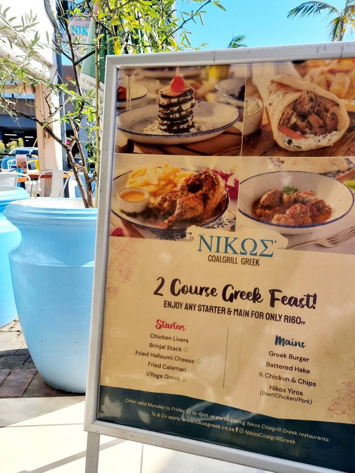 Menu at NIKOS Durban North restaurant, Durban, 54 Adelaide Tambo Dr