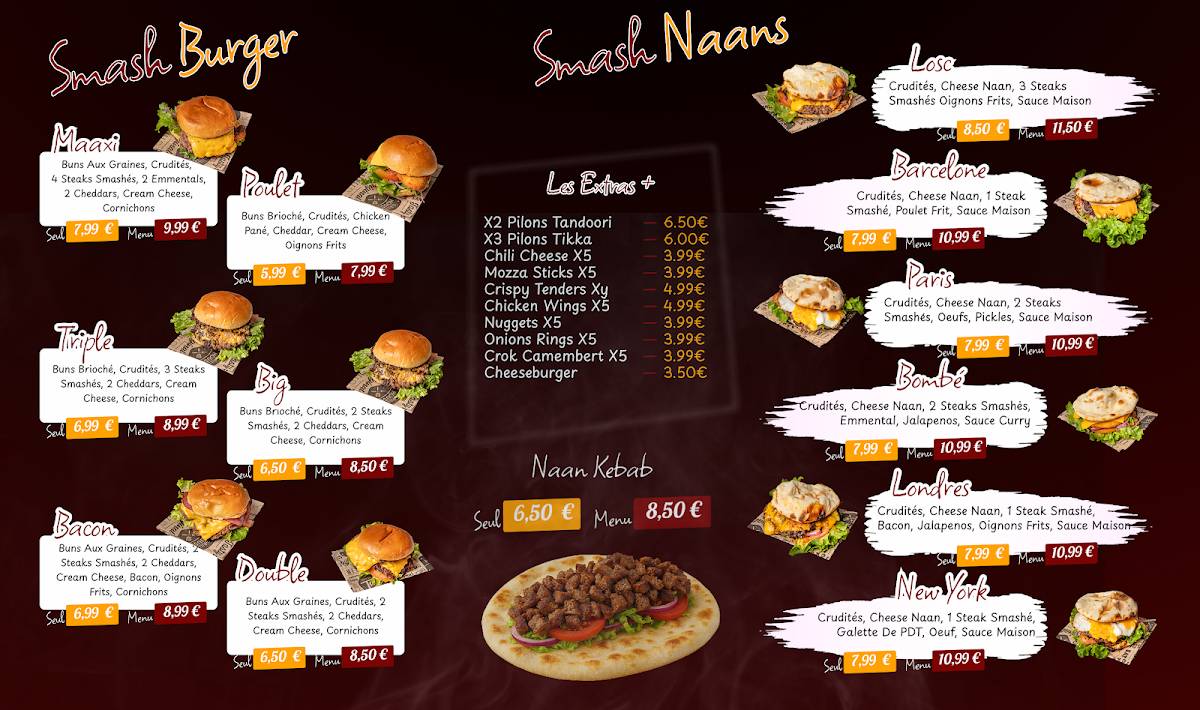 Menu au Naan Best restaurant, Lille