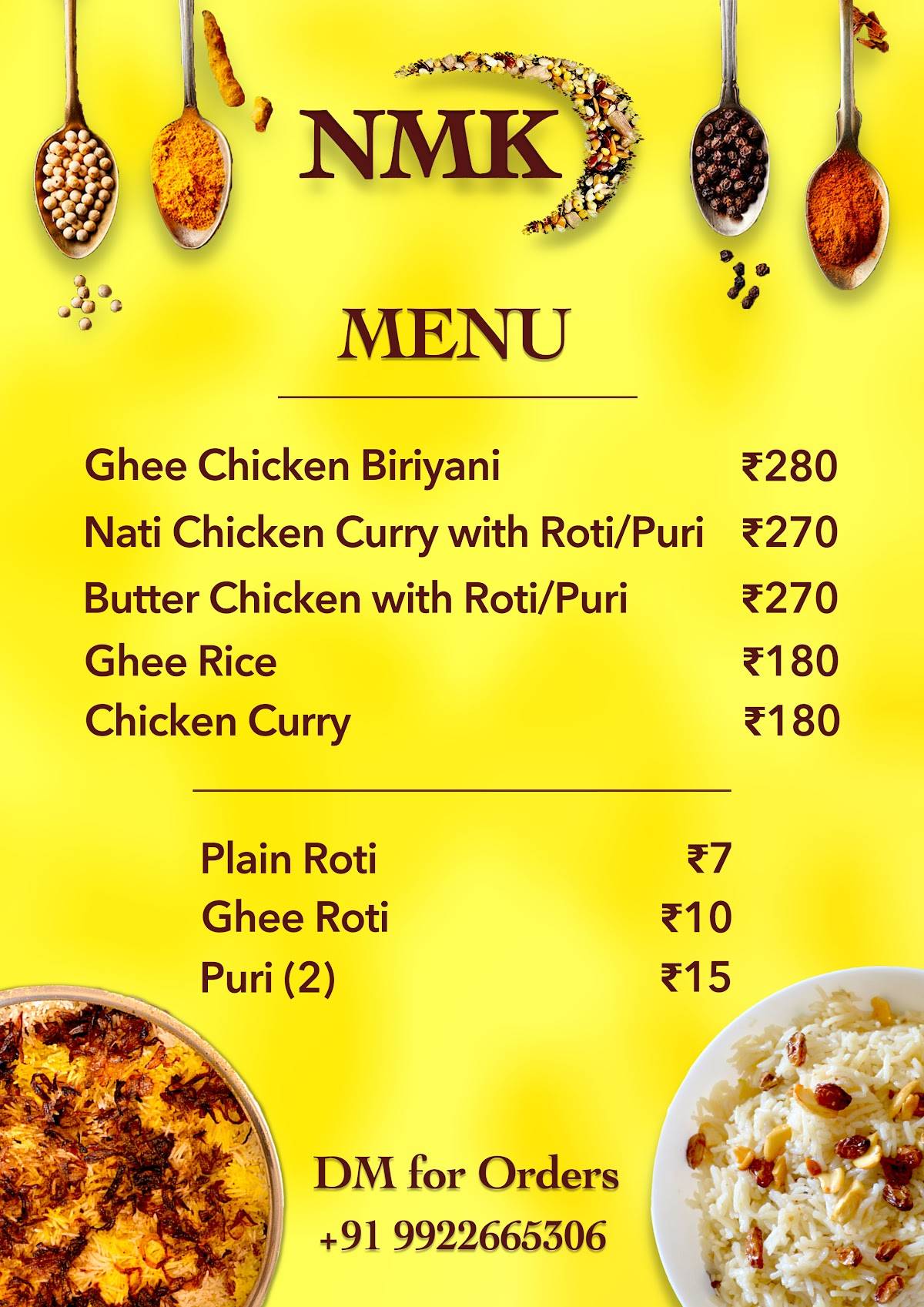 Menu at Namma Marathi Kitchen (NMK), Bengaluru