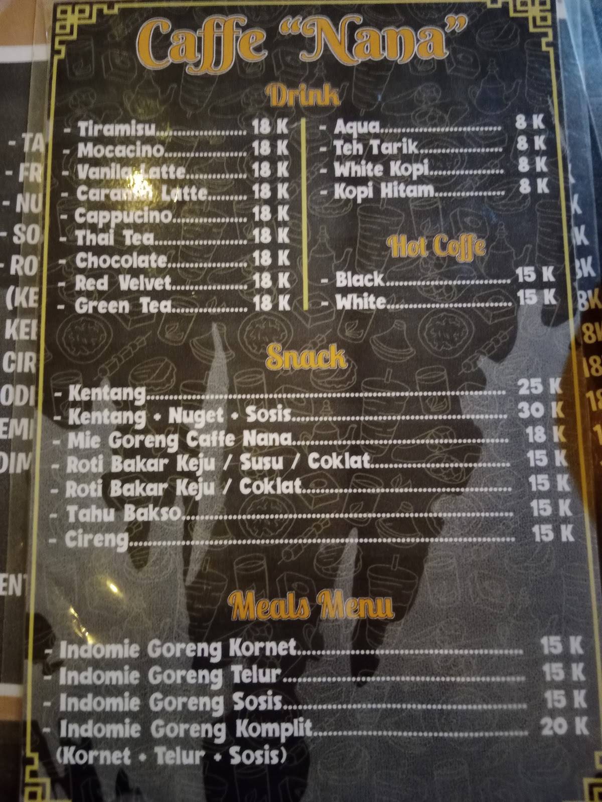 Carta de Nana cafe & resto, Bersujud