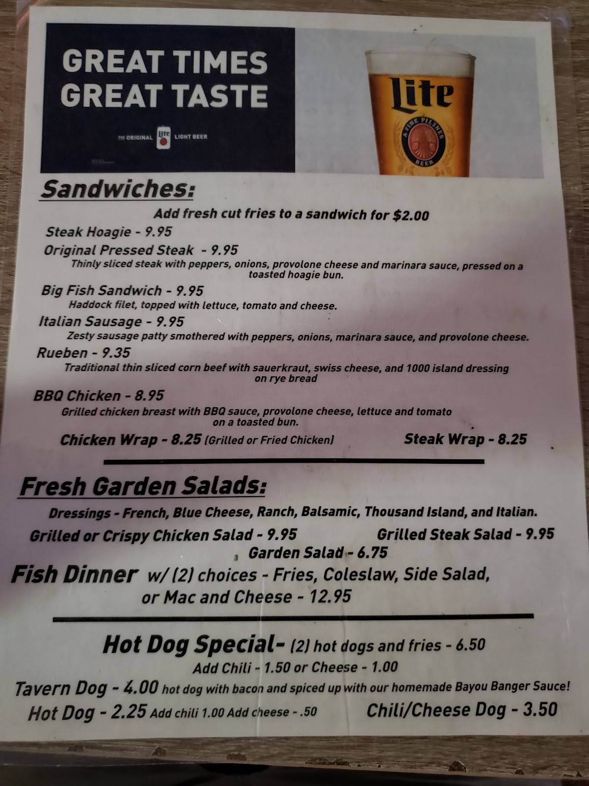 Menu at Nancy's Middlesex Tavern pub & bar, West Middlesex
