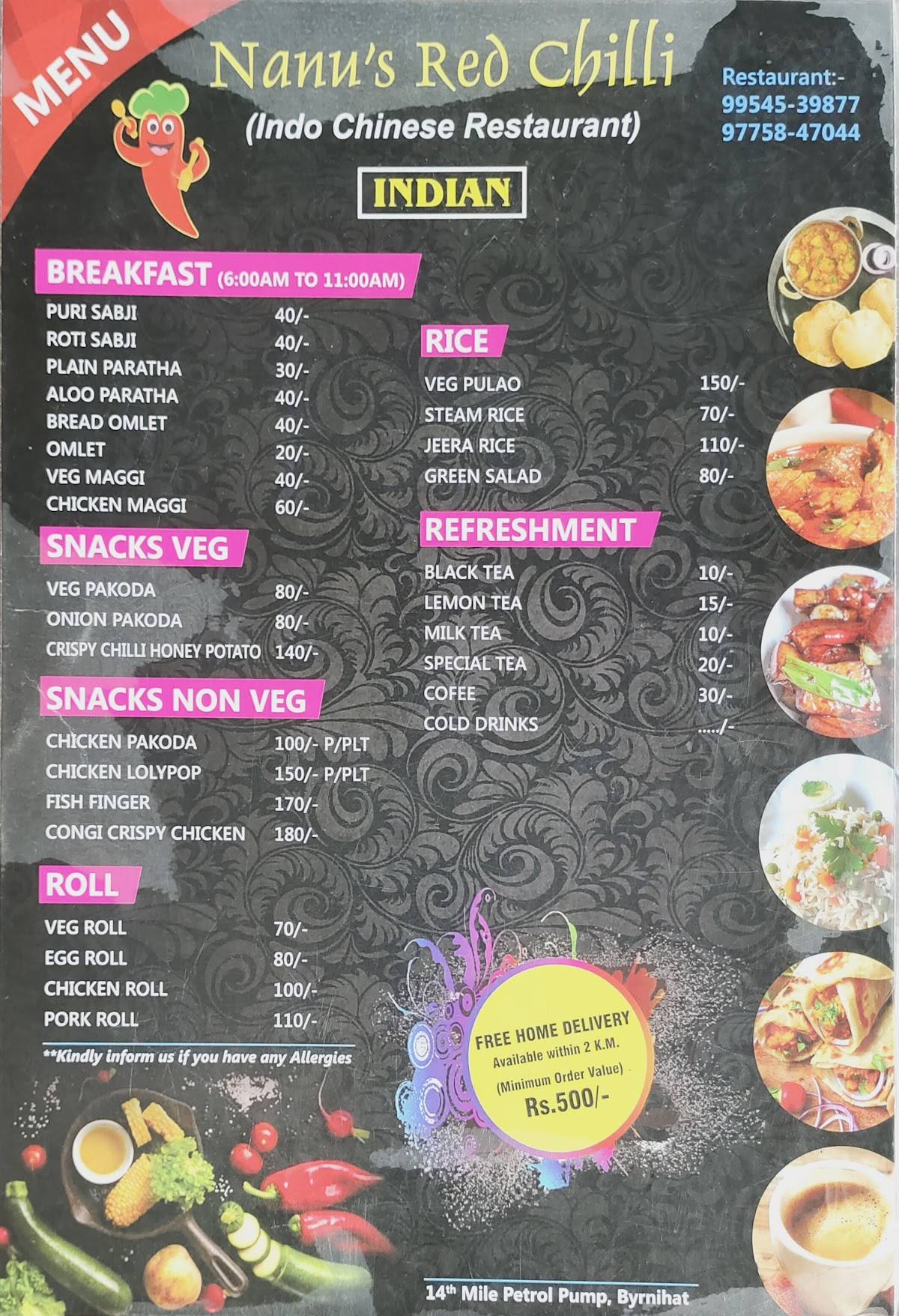 Menu at Nanu's Red Chilli Indo- Chinese Restaurant, Byrnihat