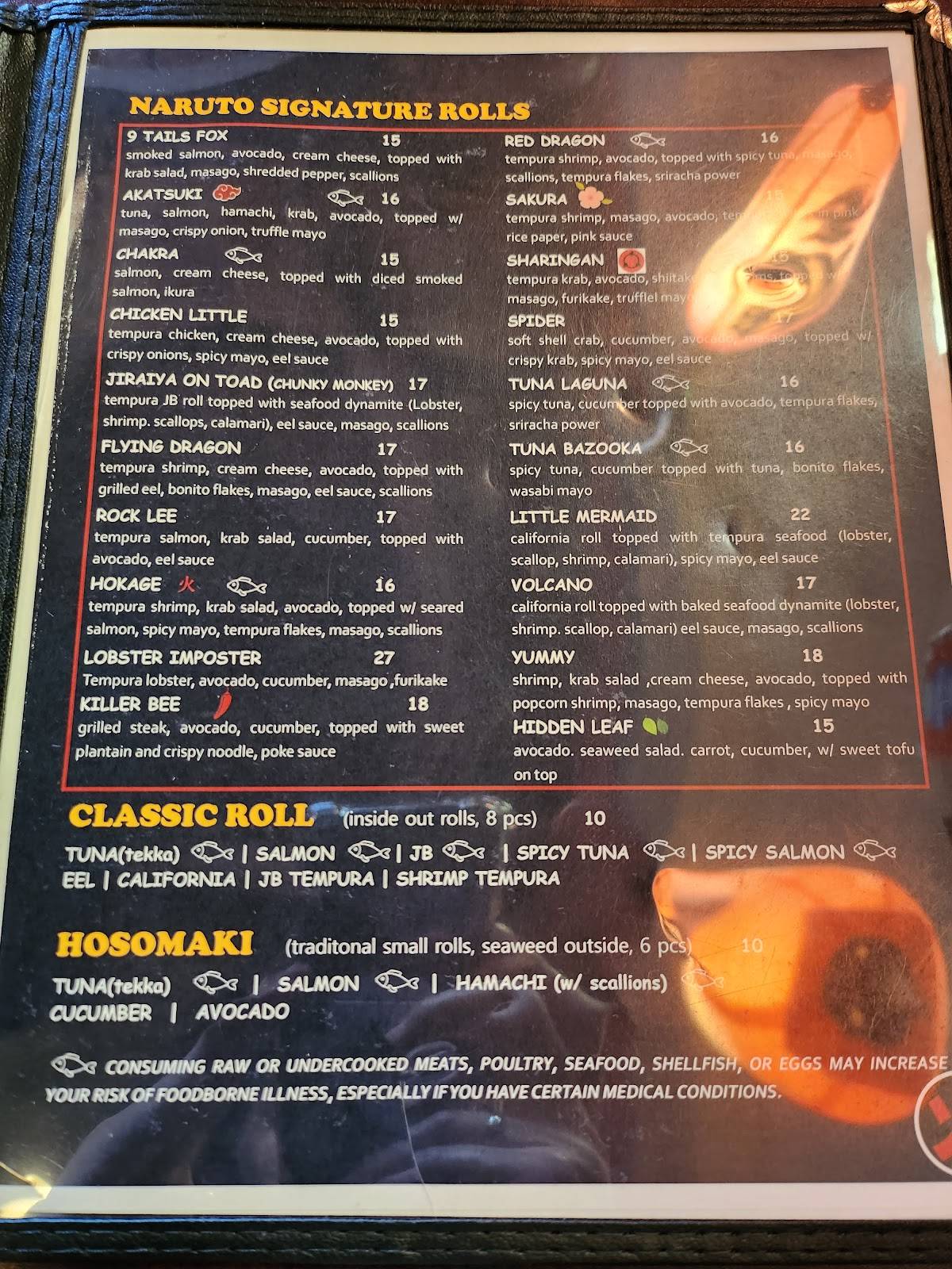 Menu at Naruto 88 Bistro restaurant, Miami