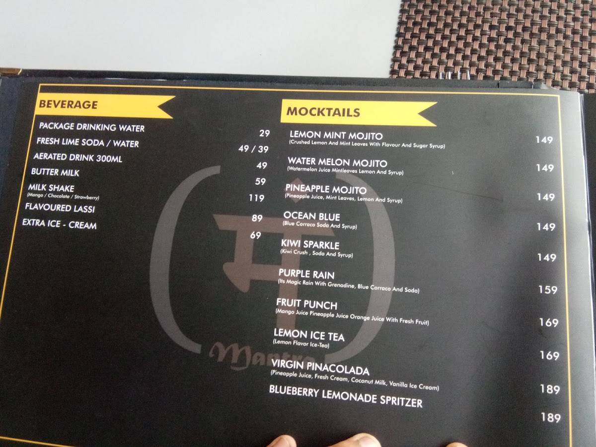 Menu at Mantra Fine Dine Restaurant & Bar, Nashik