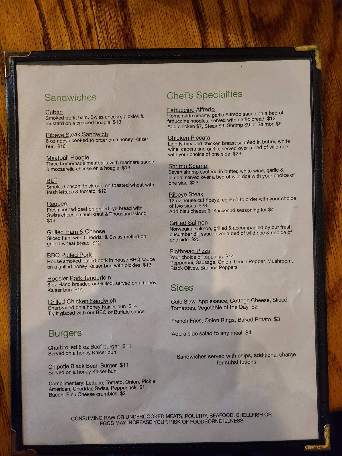 Menu at Out Of The Ordinary and Hickory Bar, Nashville
