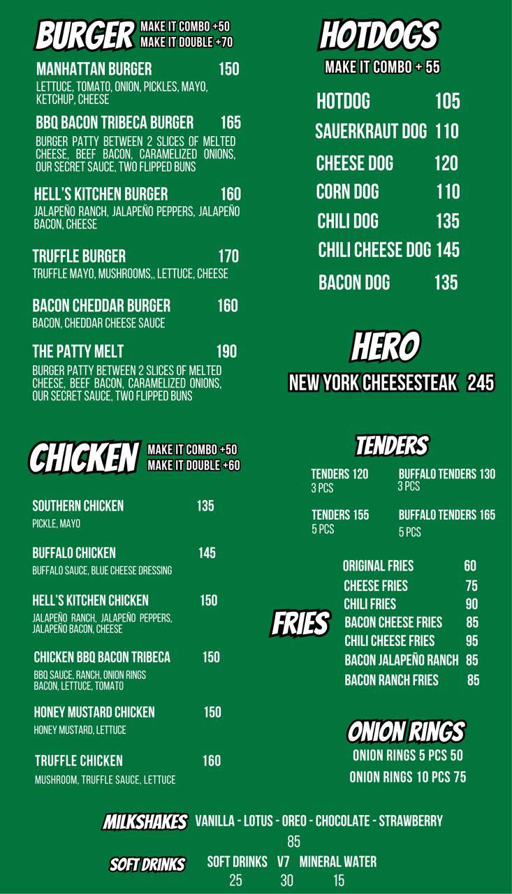 Menu at Nathan's Famous restaurant, Cairo, 2G5P+FFF