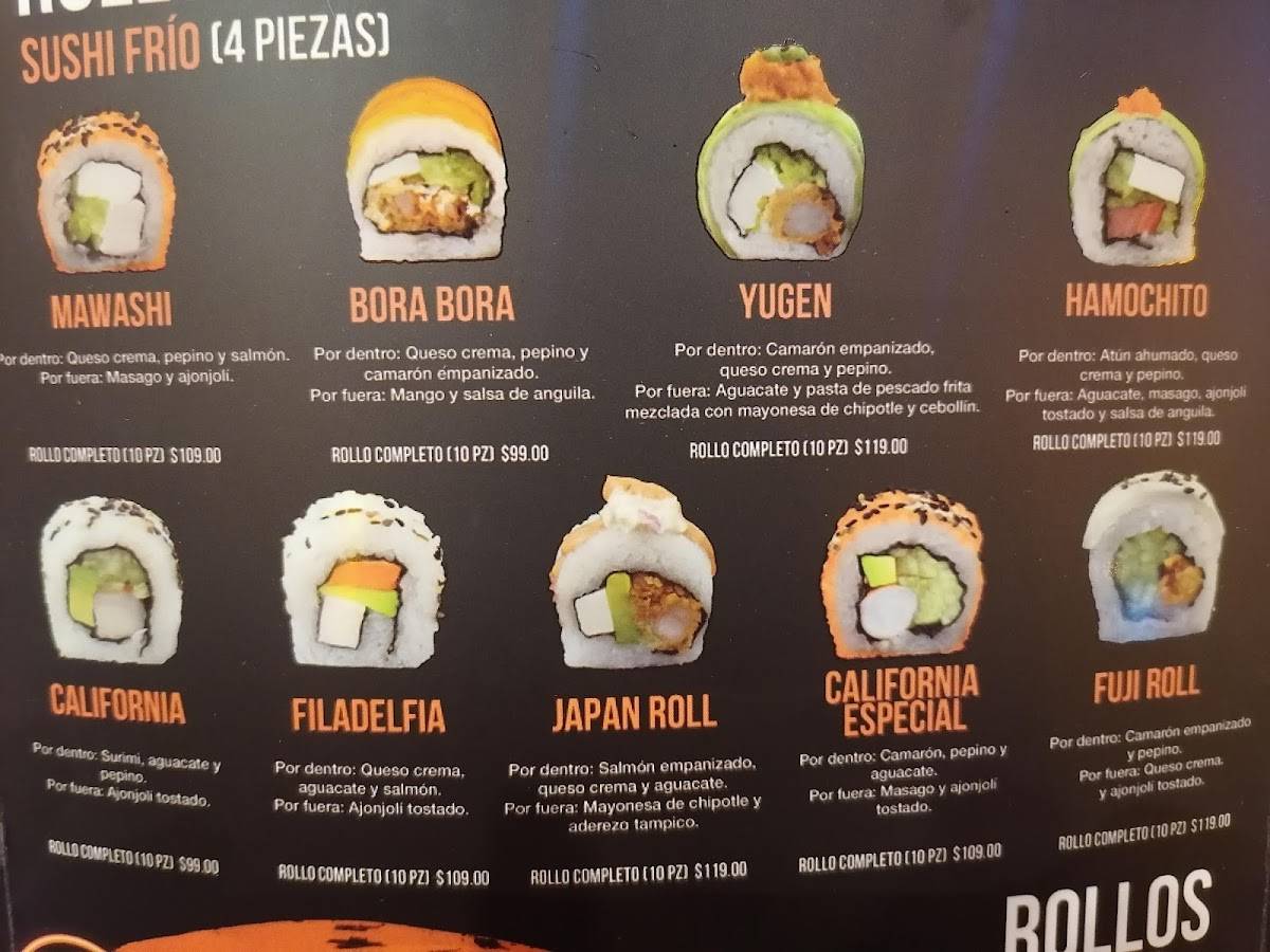 Carta del restaurante Sumo Echegaray, Naucalpan del Juárez