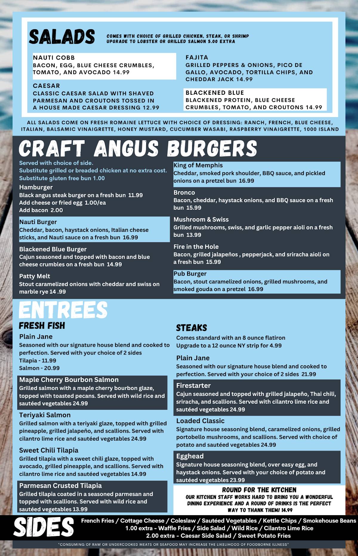Menu at Nautical Bar and Grill, Arnolds Park