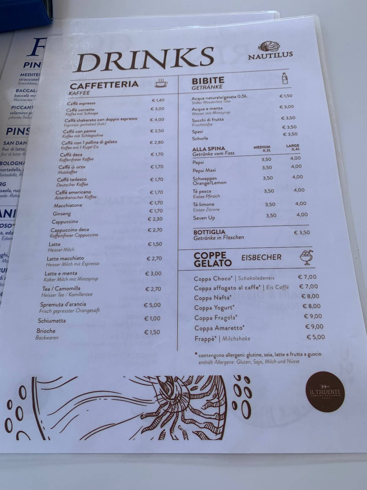 Menu at Nautilus Beach Bar Bibione, Bibione