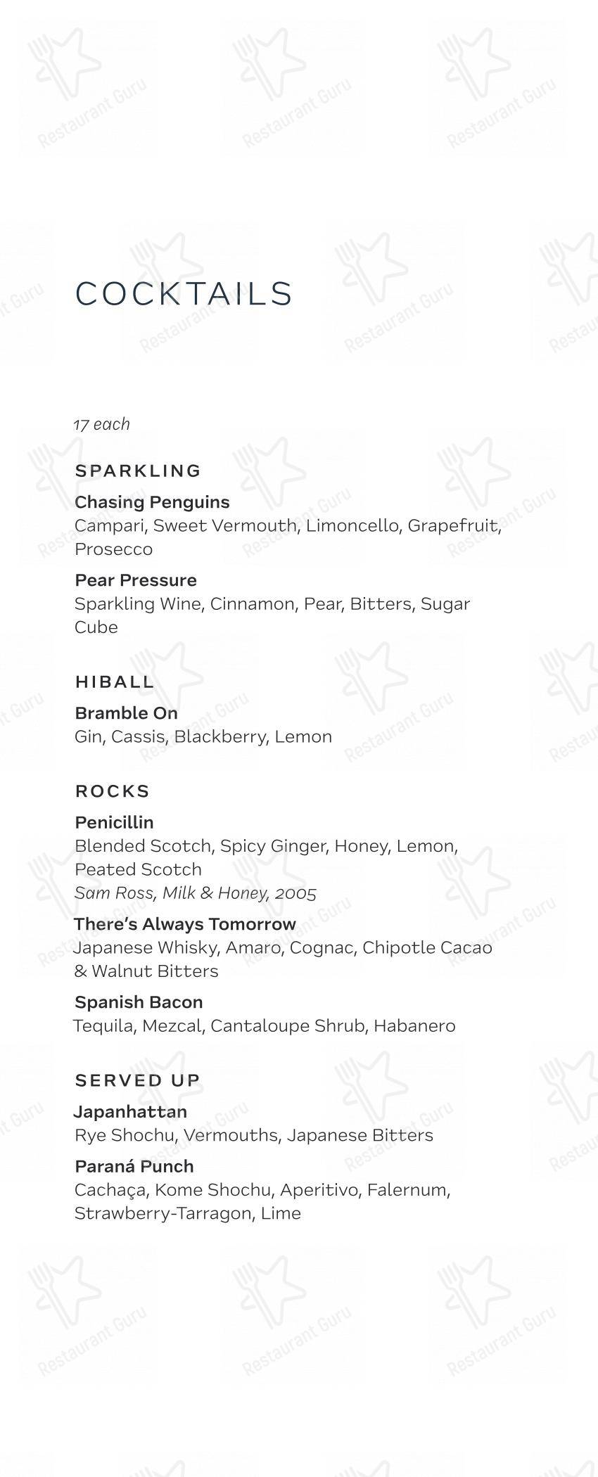 Menu at Navy Blue restaurant, Houston